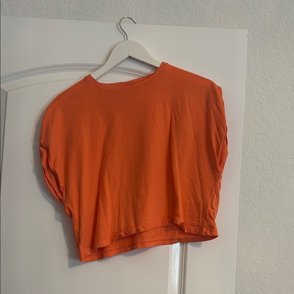 Zara | Tops | Zara Orange Puff Sleeve Crop Top | Poshmark